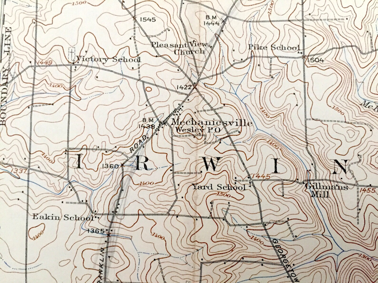 Antique Hilliards, Pennsylvania 1912 US Geological Survey Topographic ...