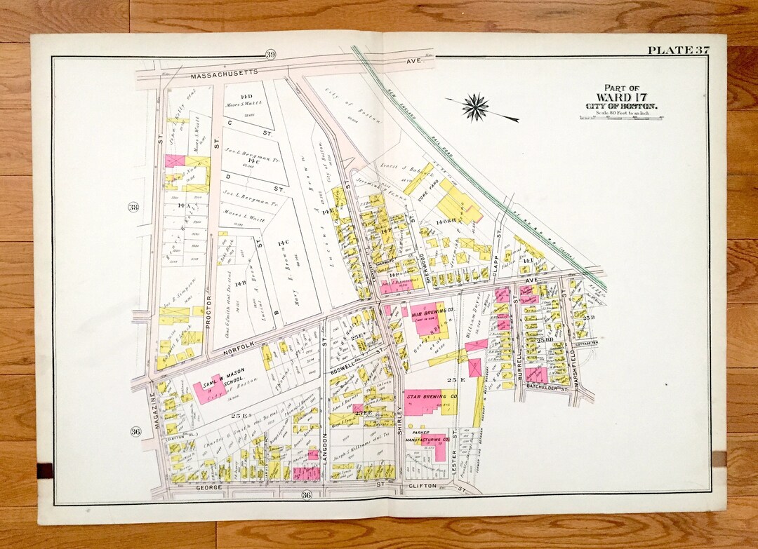 Antique 1906 Roxbury, Massachusetts Map From GW Bromley Atlas – Boston ...