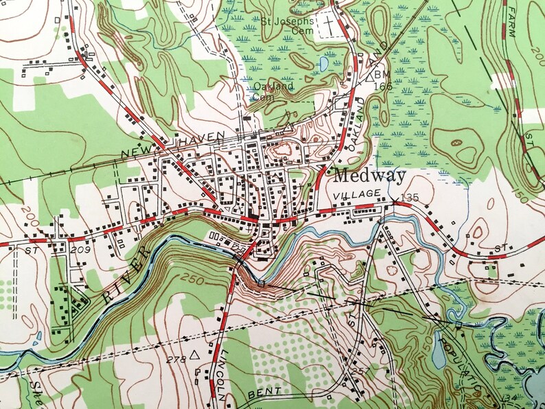 Antique Holliston, Massachusetts 1953 US Geological Survey Topographic ...