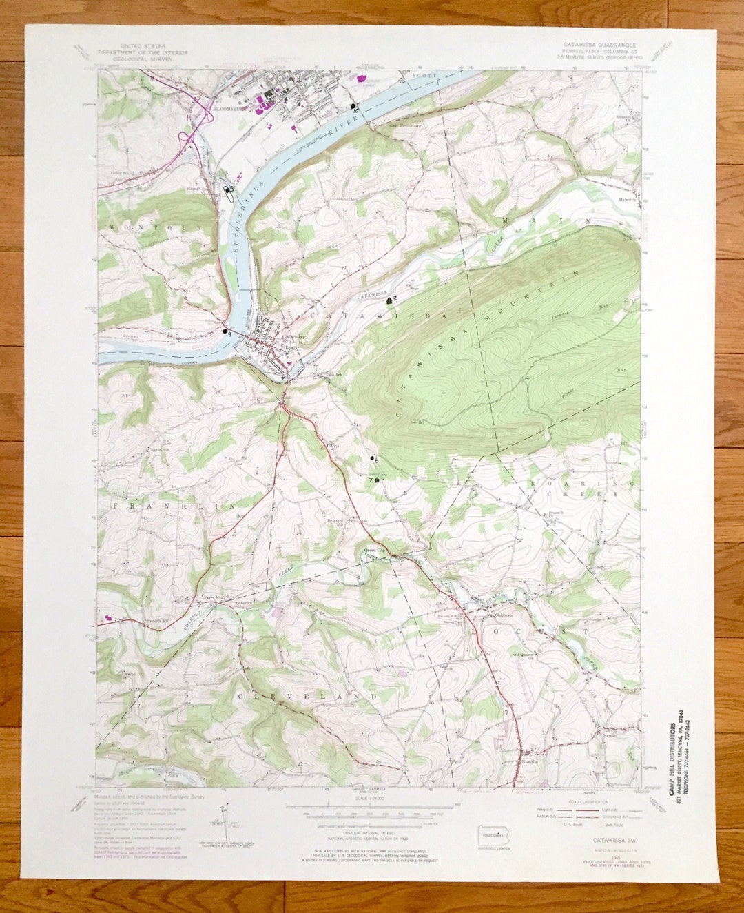 Antique Catawissa, Pennsylvania 1955 US Geological Survey Topographic ...