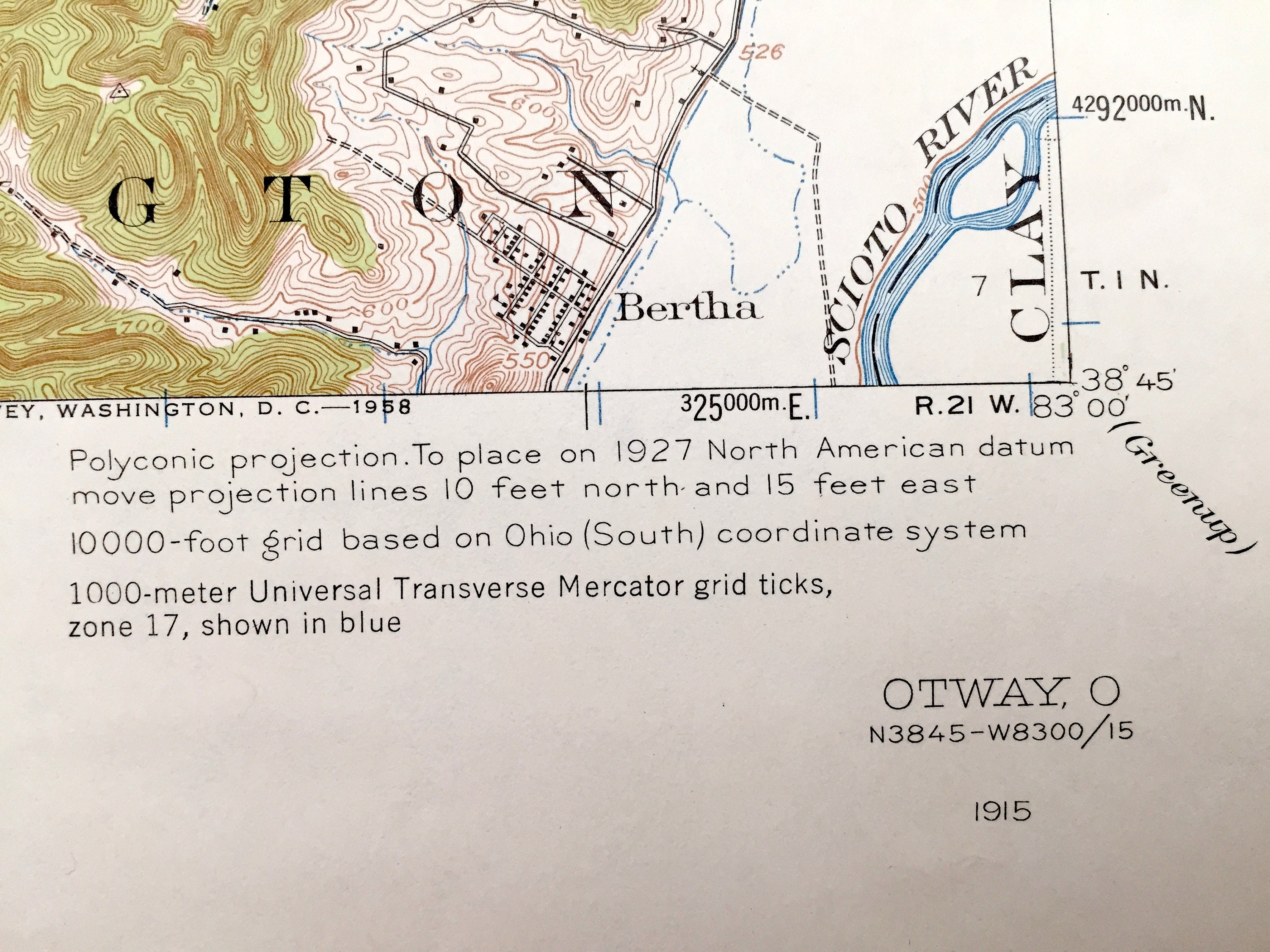 Antique Otway Ohio 1915 US Geological Survey Topographic Map - Etsy UK