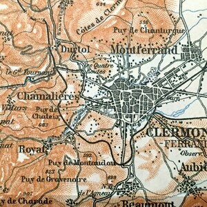 Antique 1914 Clermont, France Map From Baedekers Guide Atlas ...