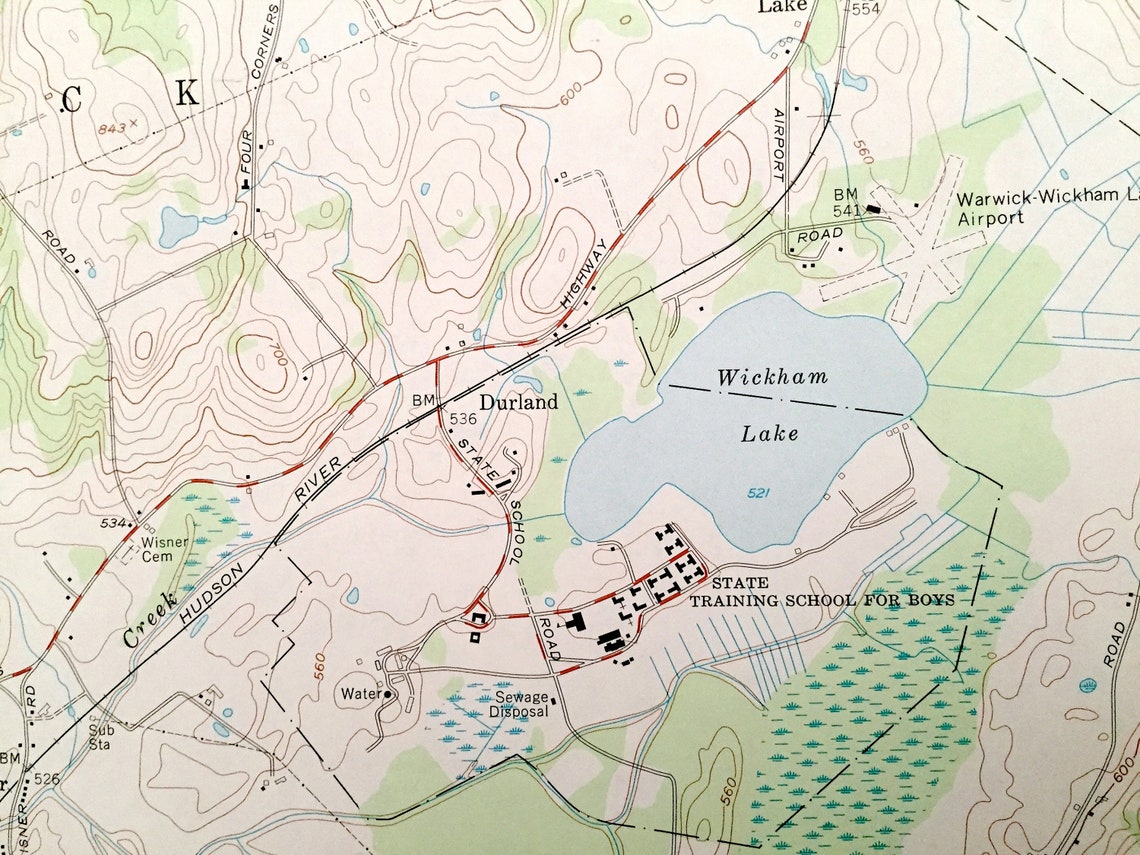 Antique Warwick, New York 1957 US Geological Survey Topographic Map ...