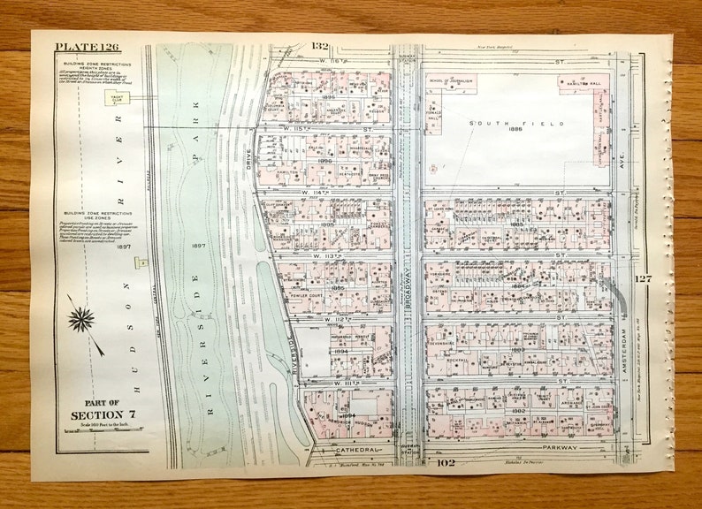 Antique Manhattan New York City Map From Bromley's 1925 - Etsy