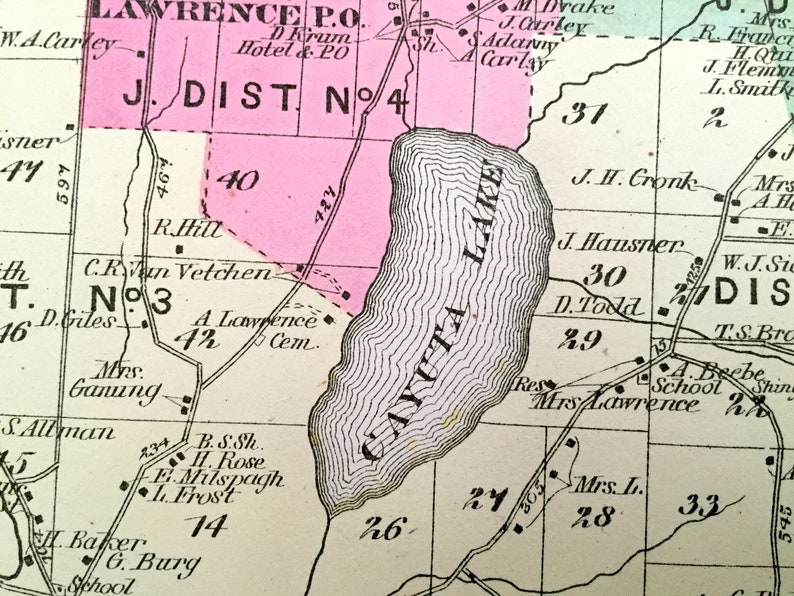 Antique 1874 Catharine New York Map From Pomeroy Whitman & | Etsy