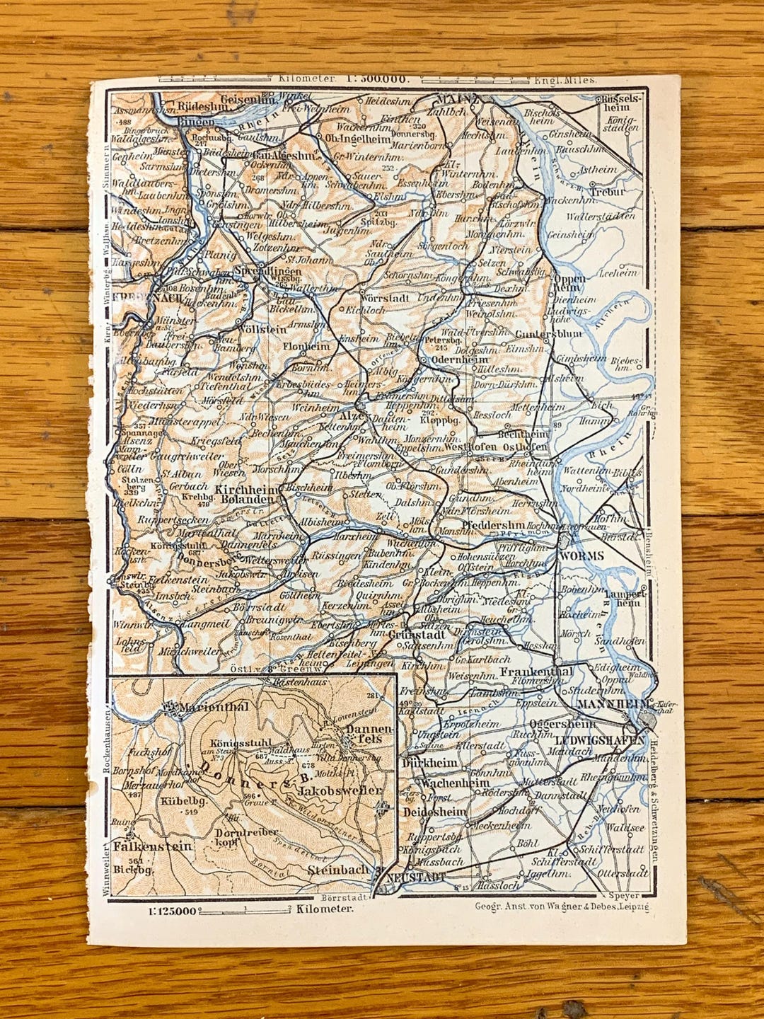Antique 1911 Worms, Germany Map From Baedekers Guide Atlas – Rhineland ...