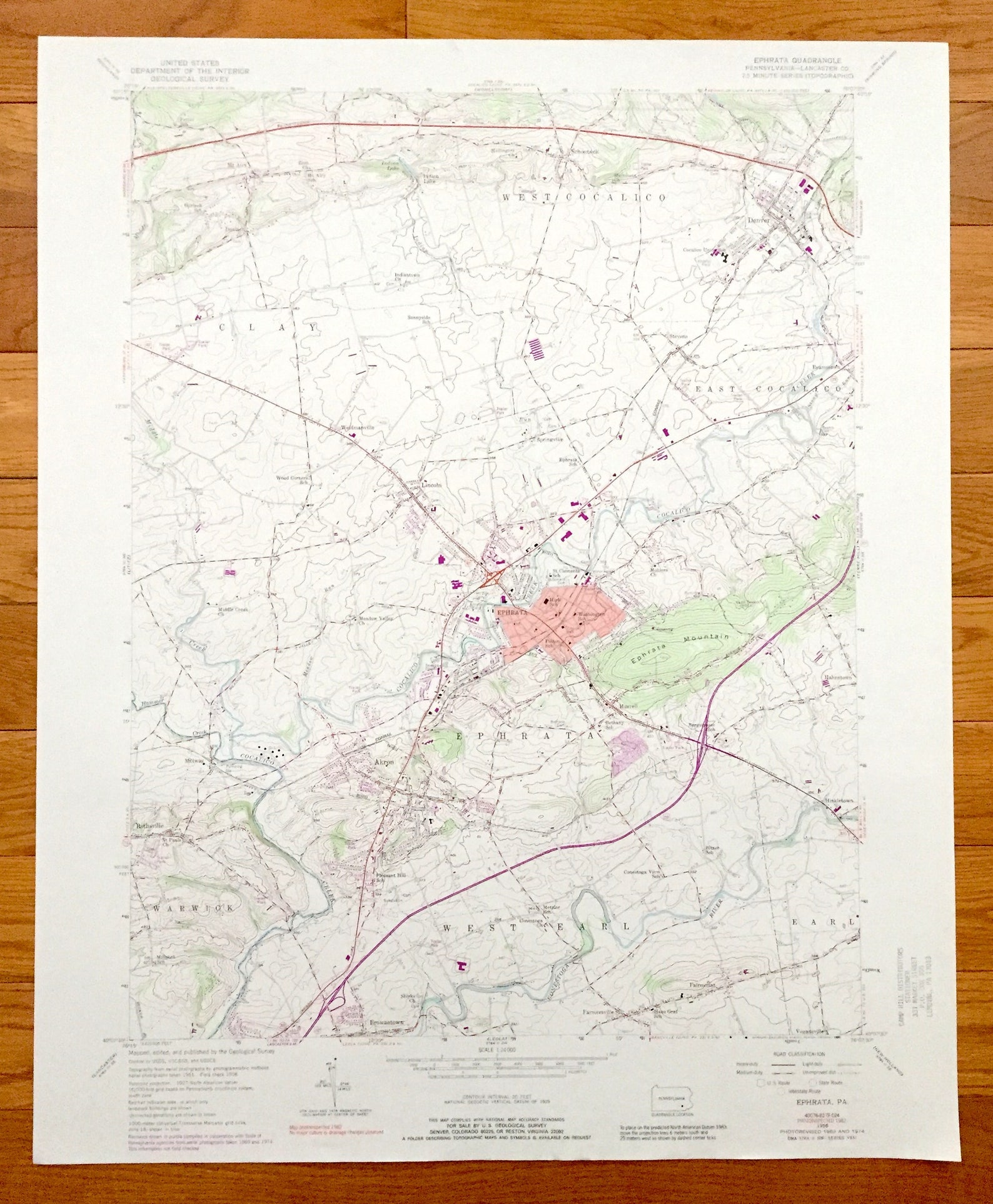 Antique Ephrata, Pennsylvania 1956 US Geological Survey Topographic Map ...