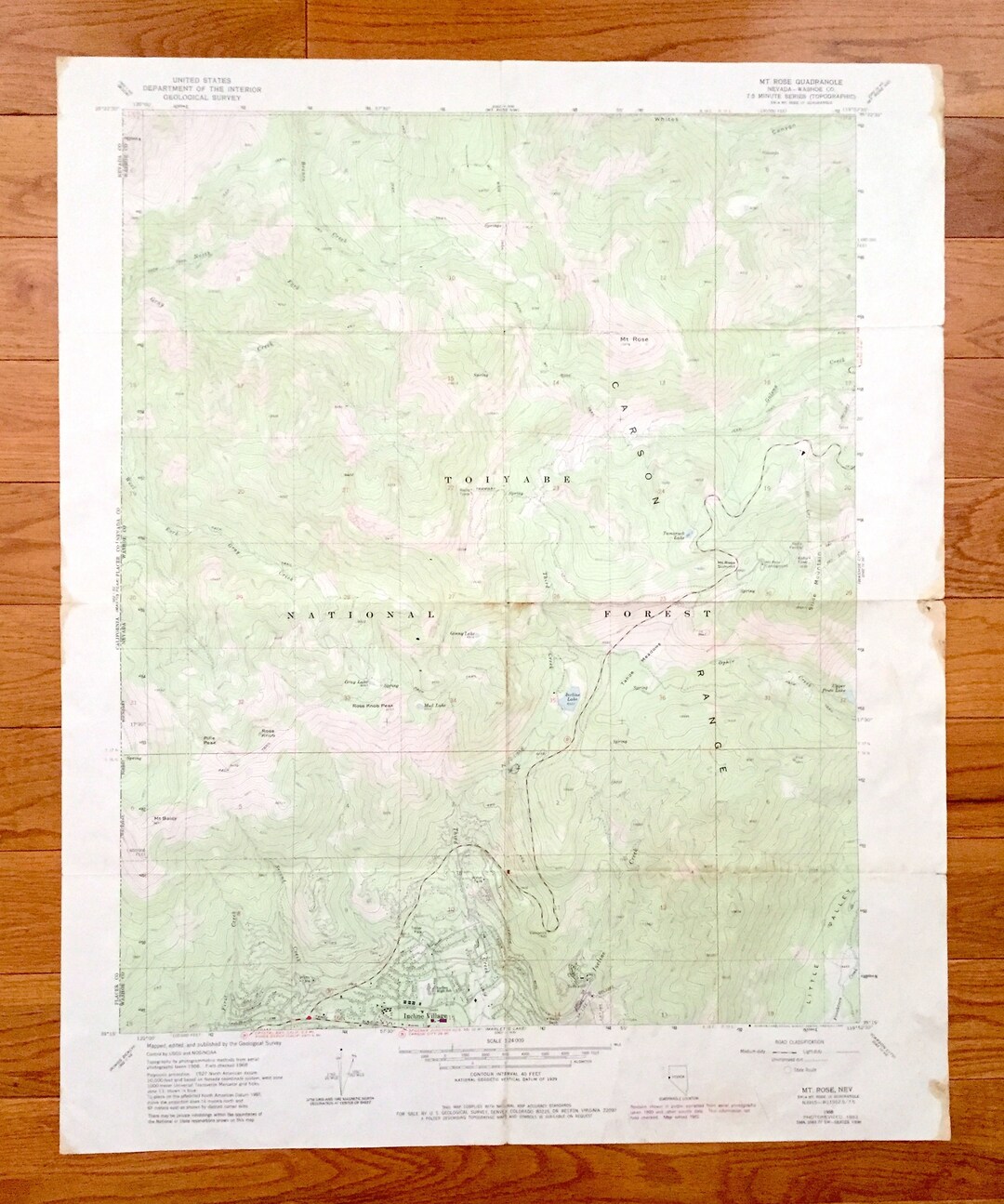 Antique Mt Rose, Nevada 1968 US Geological Survey Topographic Map ...
