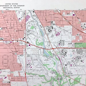Antique San Antonio, Texas 1967 US Geological Survey Topographic Map ...