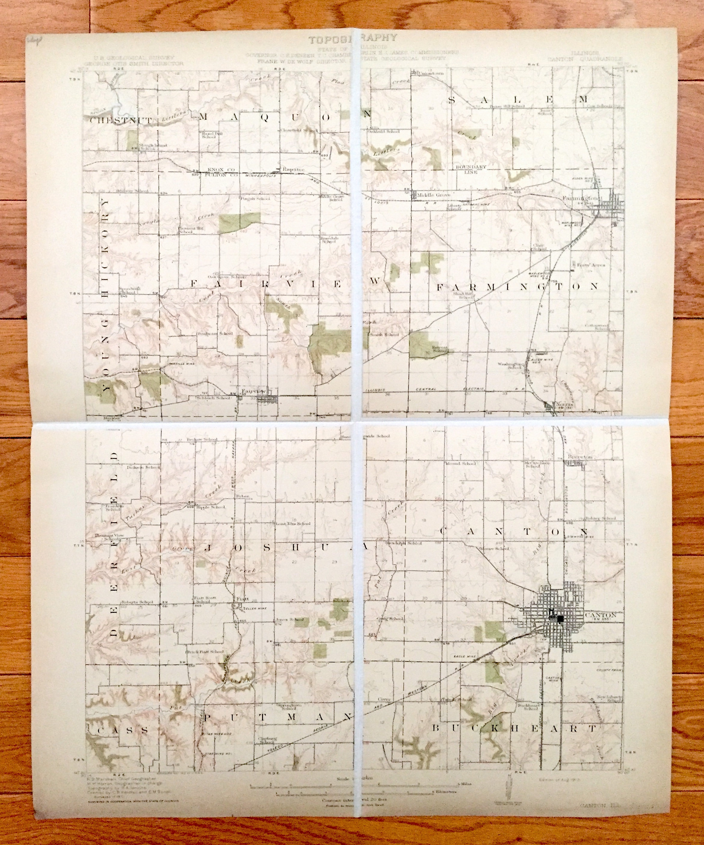 Antique Canton Illinois 1912 US Geological Survey Topographic | Etsy