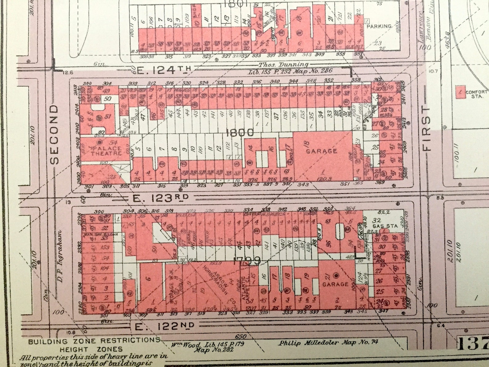 Antique Manhattan, New York City Map From Bromley's 1955 Manhattan Land ...
