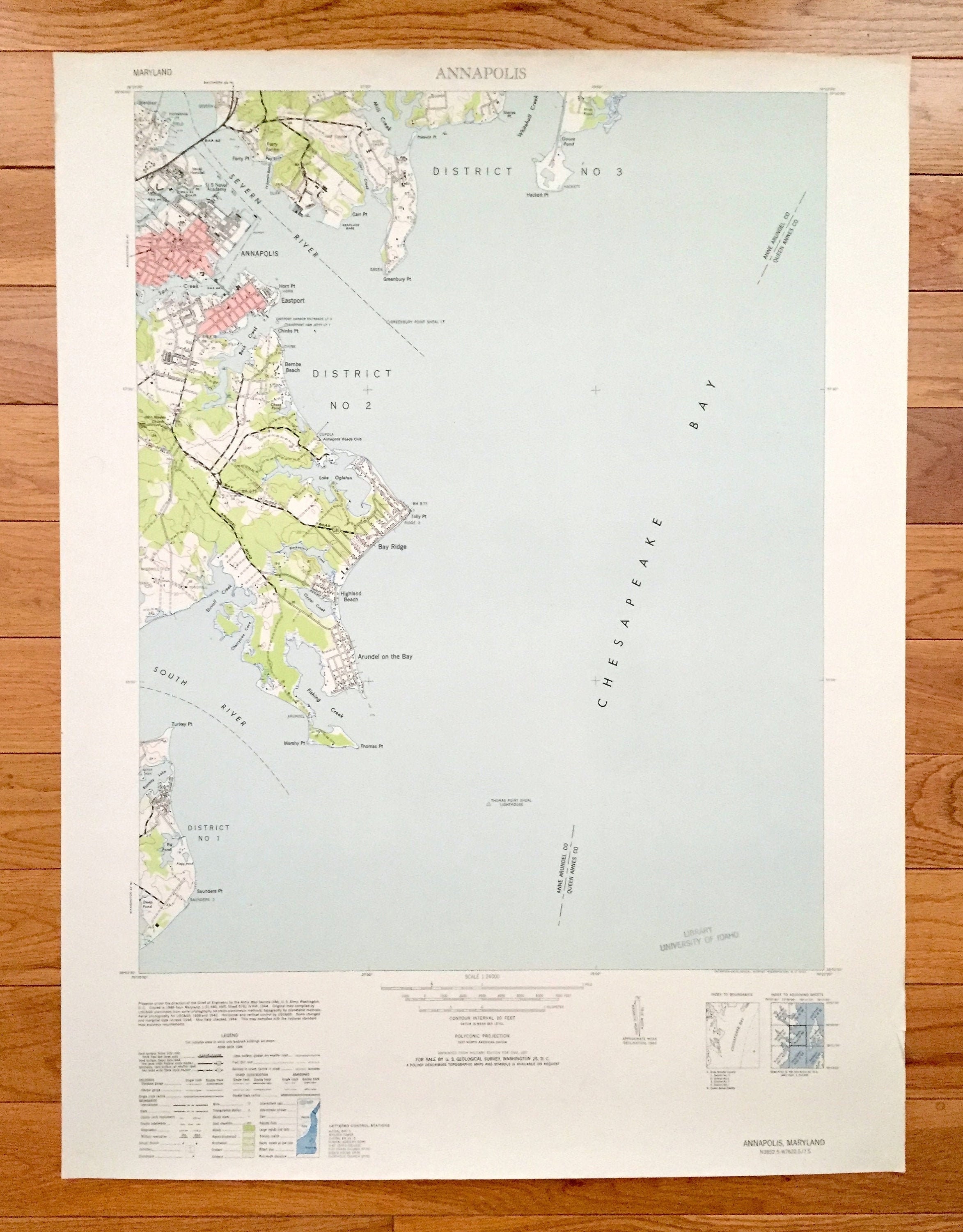 Antique Annapolis, Maryland 1953 US Geological Survey Topographic Map ...