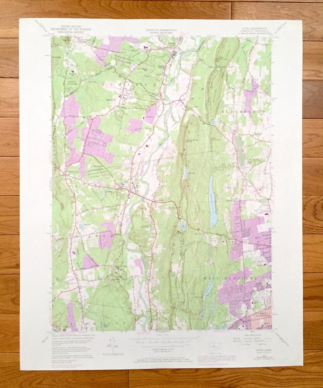 Antique Avon, Connecticut 1957 US Geological Survey Topographic Map ...