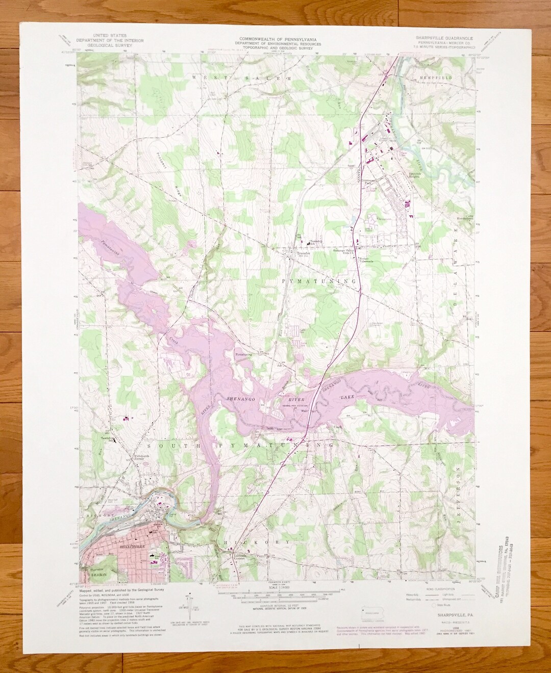 Antique Sharpsville, Pennsylvania 1958 US Geological Survey Topographic ...