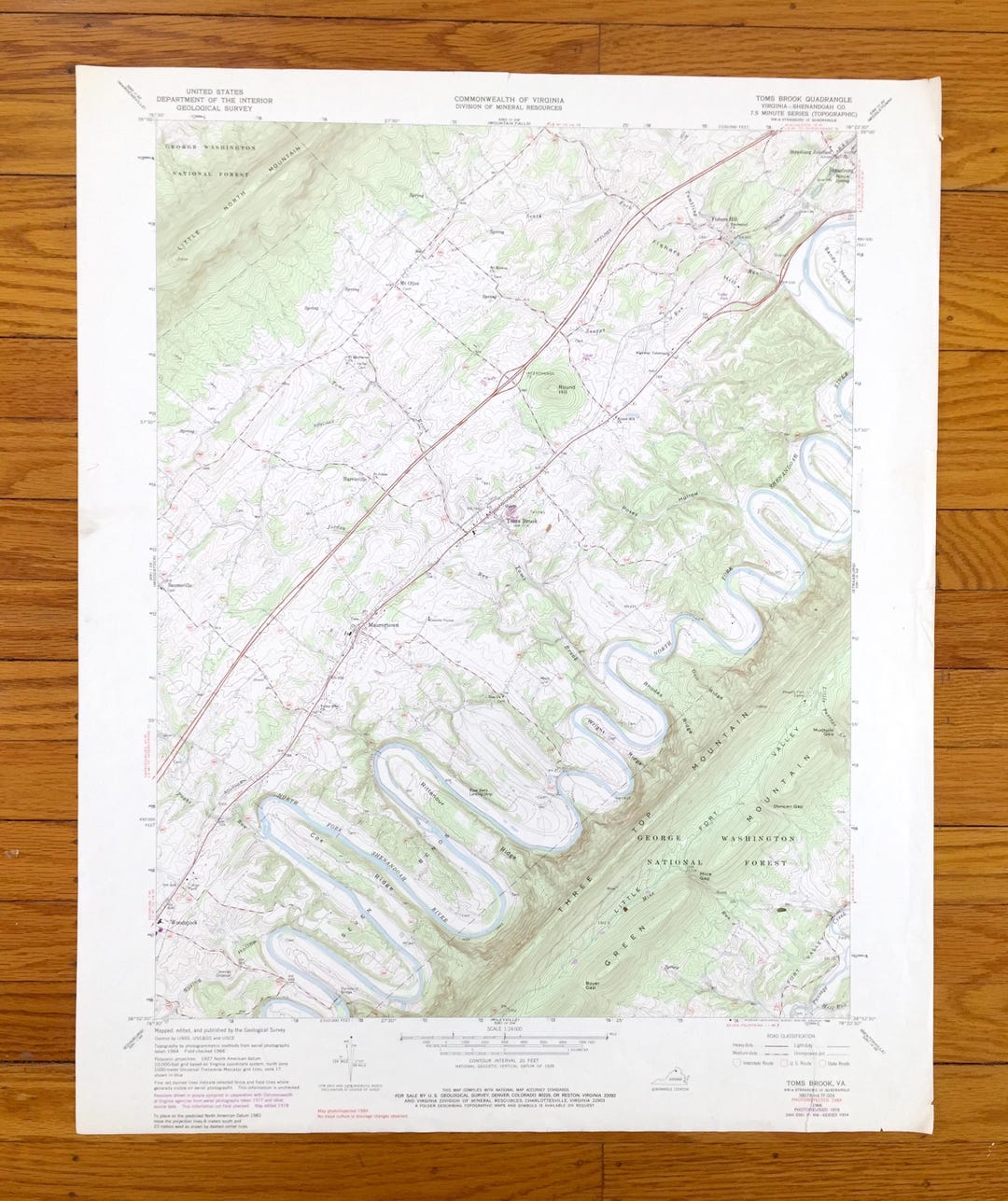 Antique Toms Brook, Virginia 1966 US Geological Survey Topographic Map ...