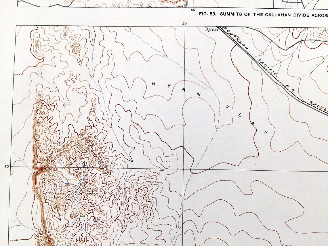 Antique Marfa, Texas 1900 Types of Plains and Scarps Map From US ...