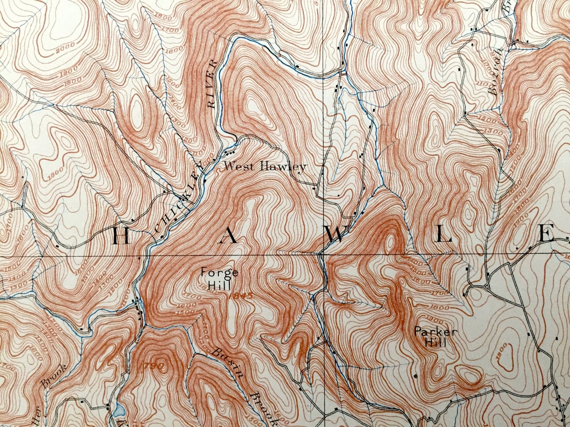 Antique Hawley Massachusetts 1894 US Geological Survey | Etsy