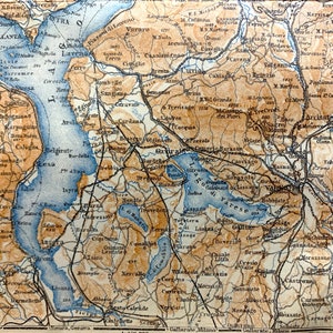 Antique 1913 Lago Maggiore, Italy Map From Baedekers Guide – Lombardy ...