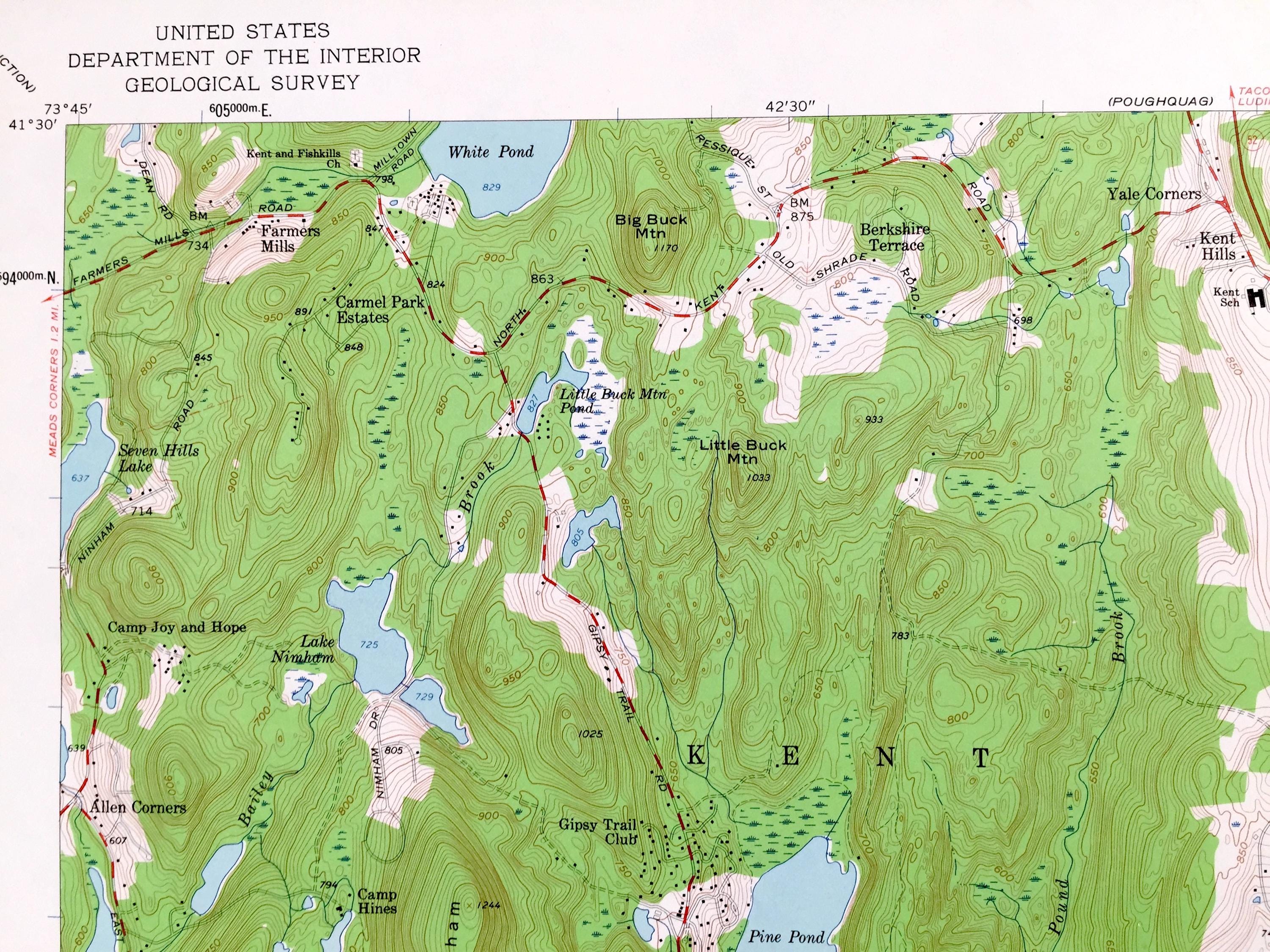Antique Lake Carmel, New York 1960 US Geological Survey Topographic Map ...