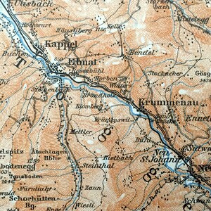 Antique 1913 Walenstadt, Switzerland Map From Baedekers Guide Atlas ...