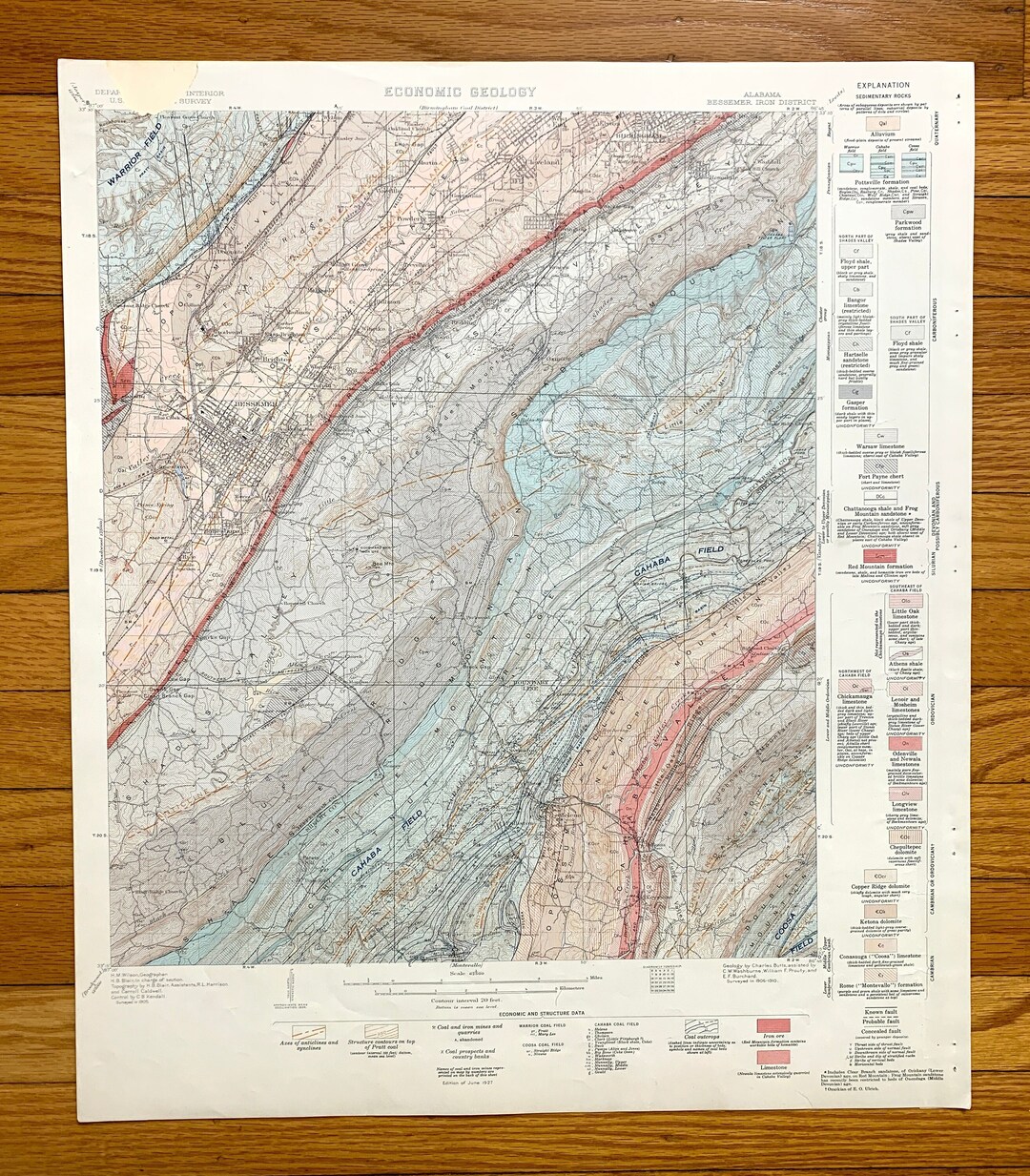 Antique Bessemer, Alabama 1927 US Geological Survey Topographic Map ...