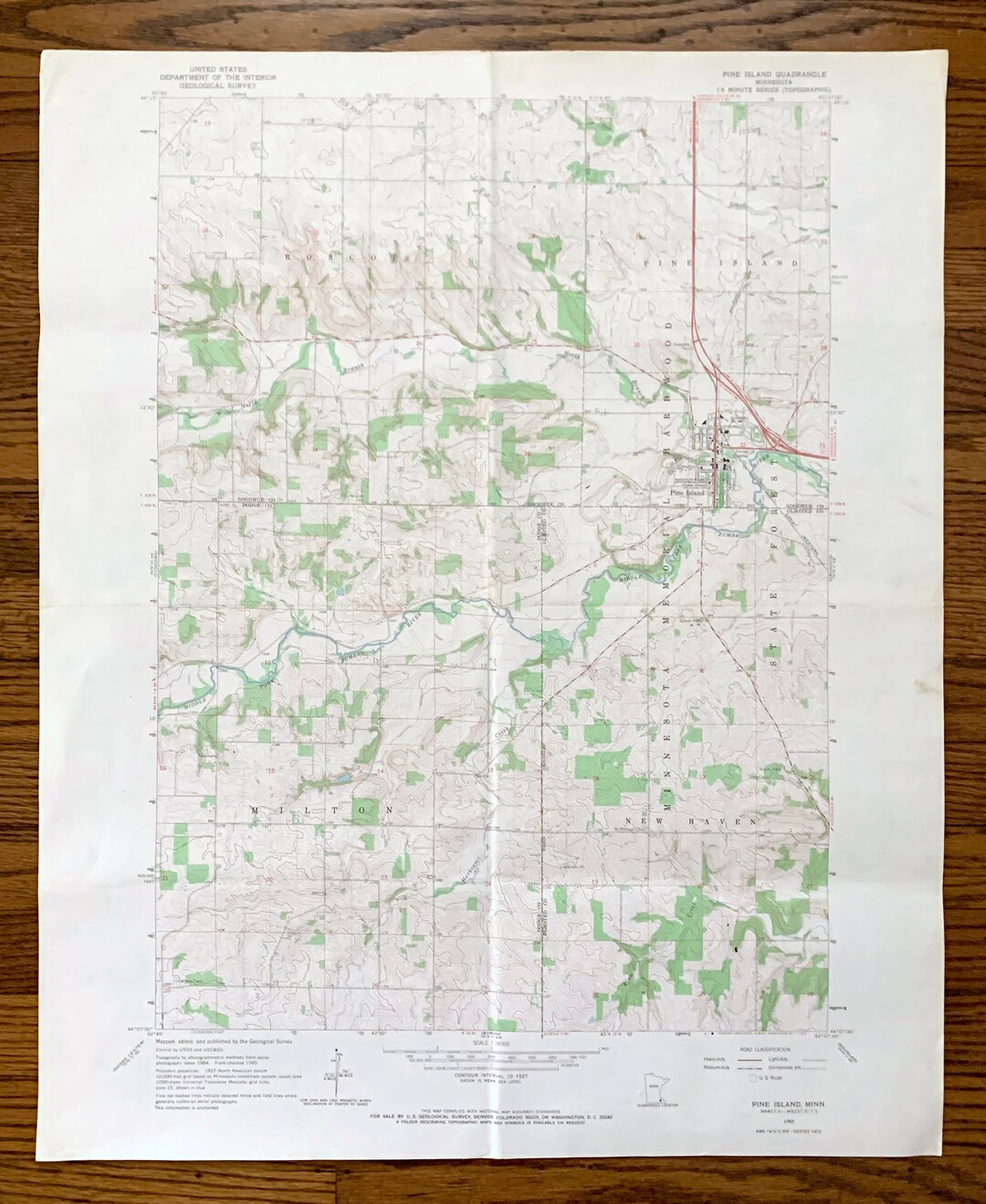 Antique Pine Island, Minnesota 1965 US Geological Survey Topographic ...