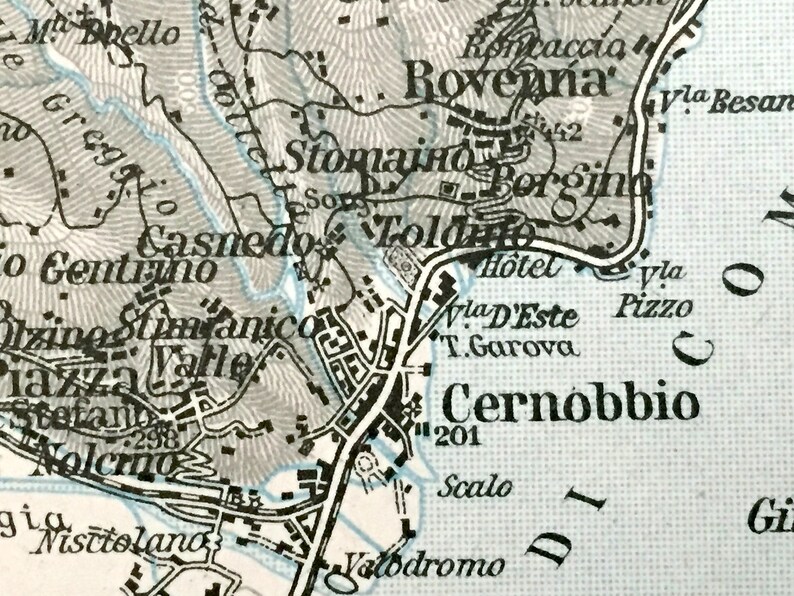Antique 1937 Como Cernobbio Menaggio Italy Map From | Etsy