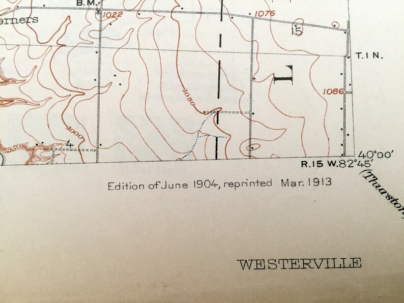 Antique Westerville, Ohio 1904 US Geological Survey Topographic Map ...