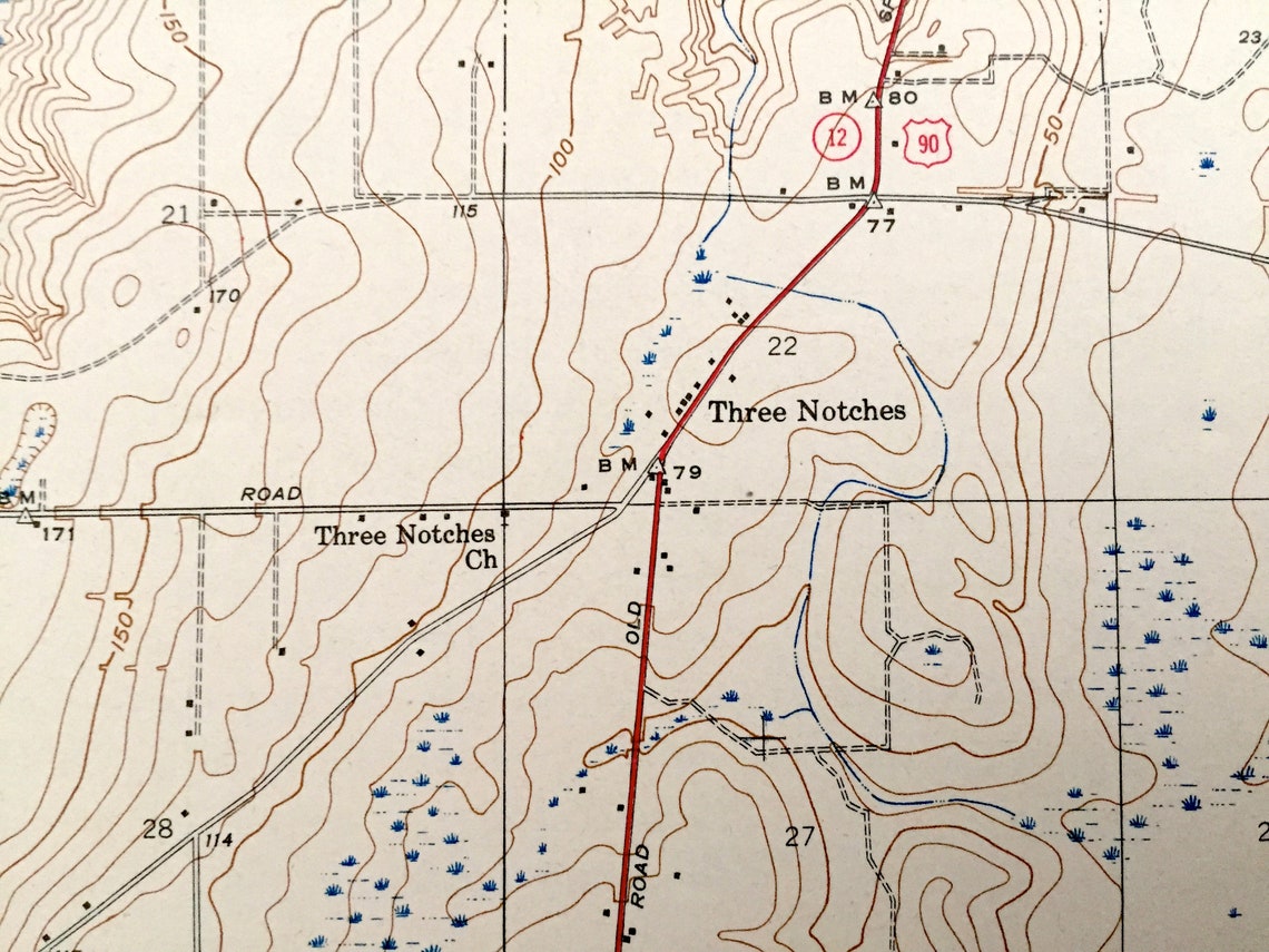 Antique Theodore Alabama 1943 US Geological Survey | Etsy