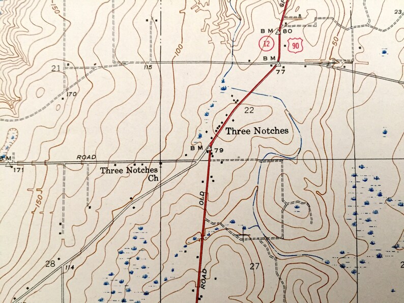 Antique Theodore Alabama 1943 US Geological Survey | Etsy