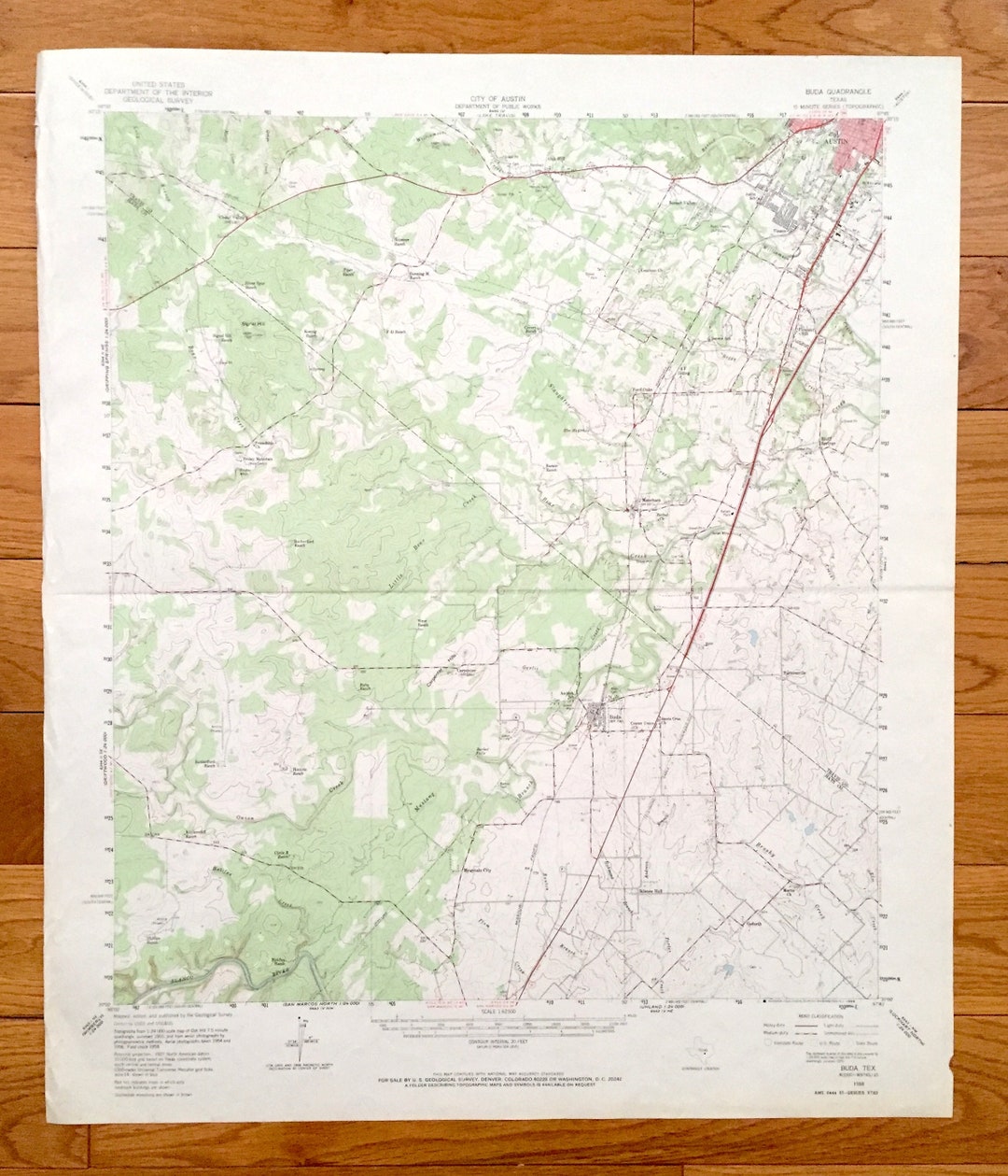 Antique Buda, Texas 1958 US Geological Survey Topographic Map – austin ...