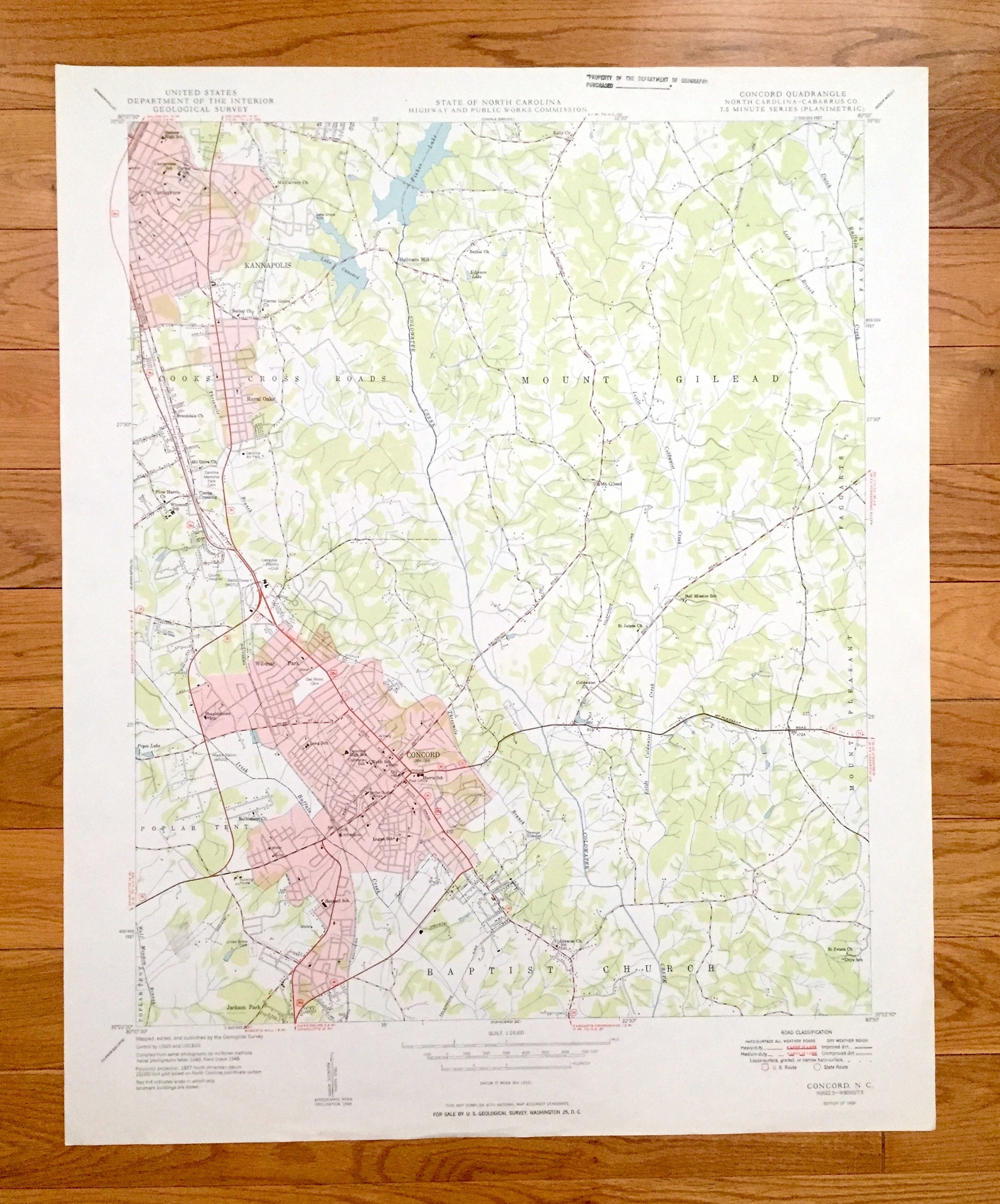 Antique Concord Carolina del Norte 1950 Mapa Topográfico del | Etsy
