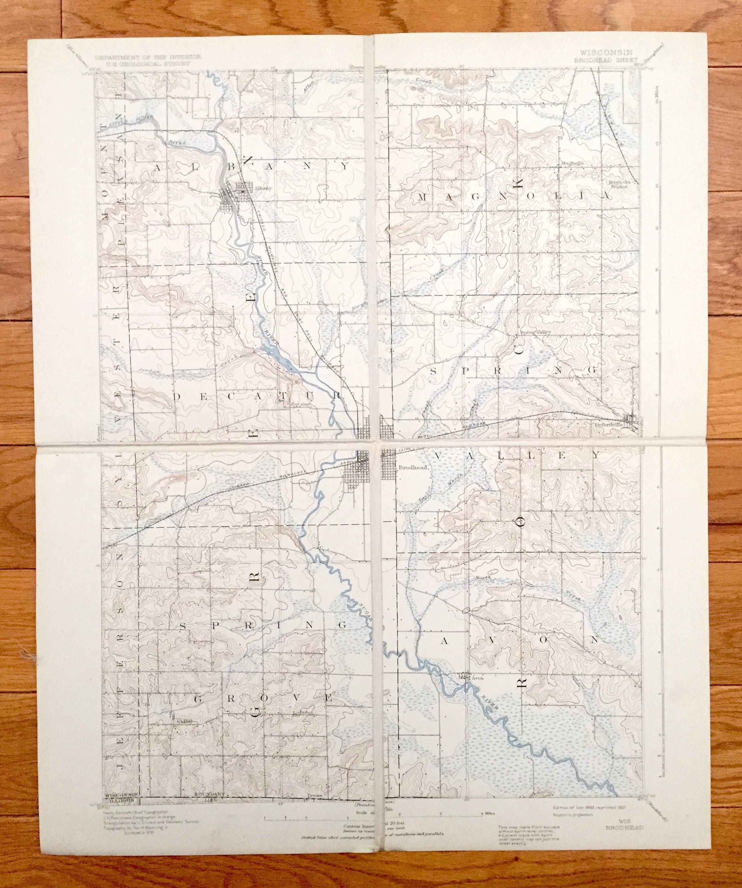 Antique Brodhead Wisconsin 1893 US Geological Survey - Etsy UK