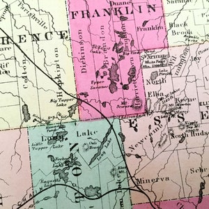 Antique 1874 New York State Map From Pomeroy, Whitman & Co. Atlas of ...