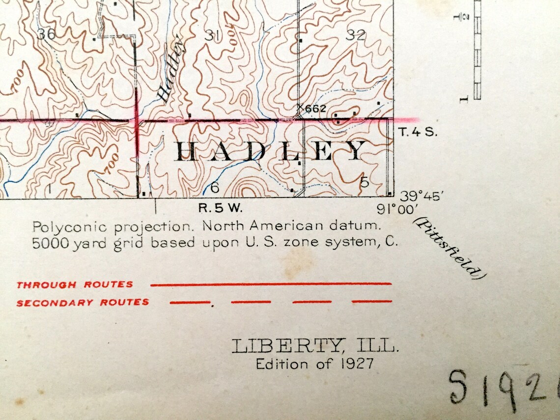 Antique Liberty, Illinois 1927 US Geological Survey Topographic Map ...