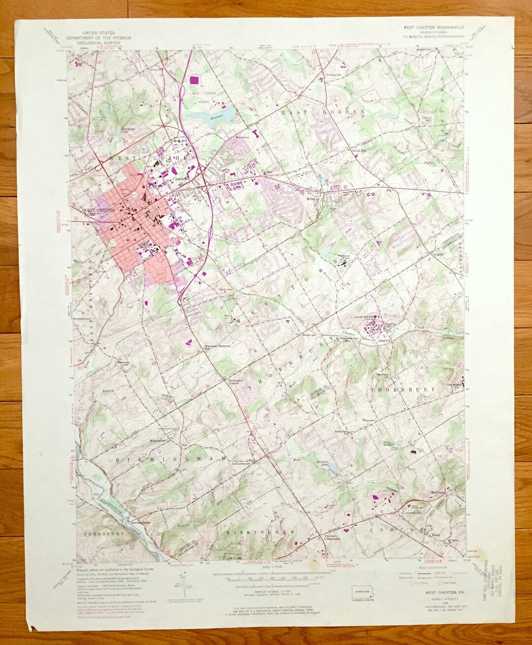 Antique West Chester, Pennsylvania 1954 US Geological Survey ...