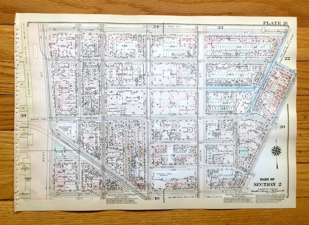 Antique Manhattan, New York Map From Bromley's 1925 Manhattan Land Book ...