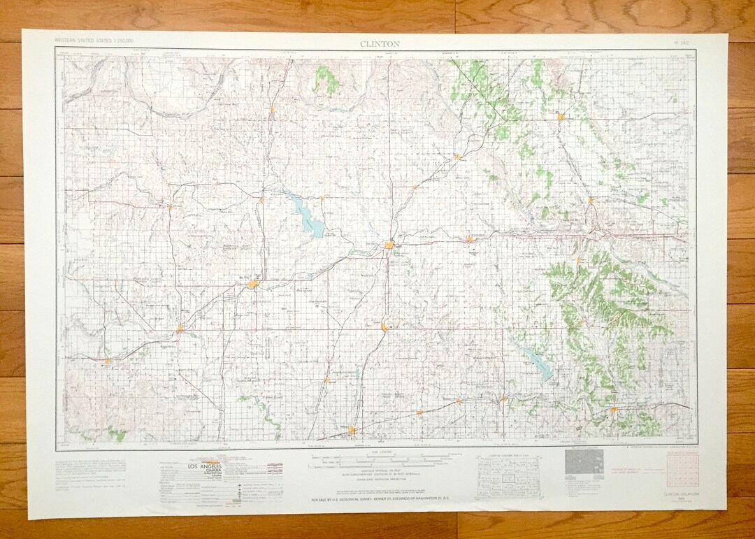 Antique Clinton, Oklahoma 1955 US Geological Survey Topographic Map ...