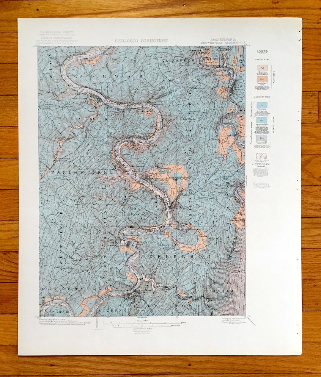 Antique Brownsville, Pennsylvania 1903 US Geological Survey Map ...
