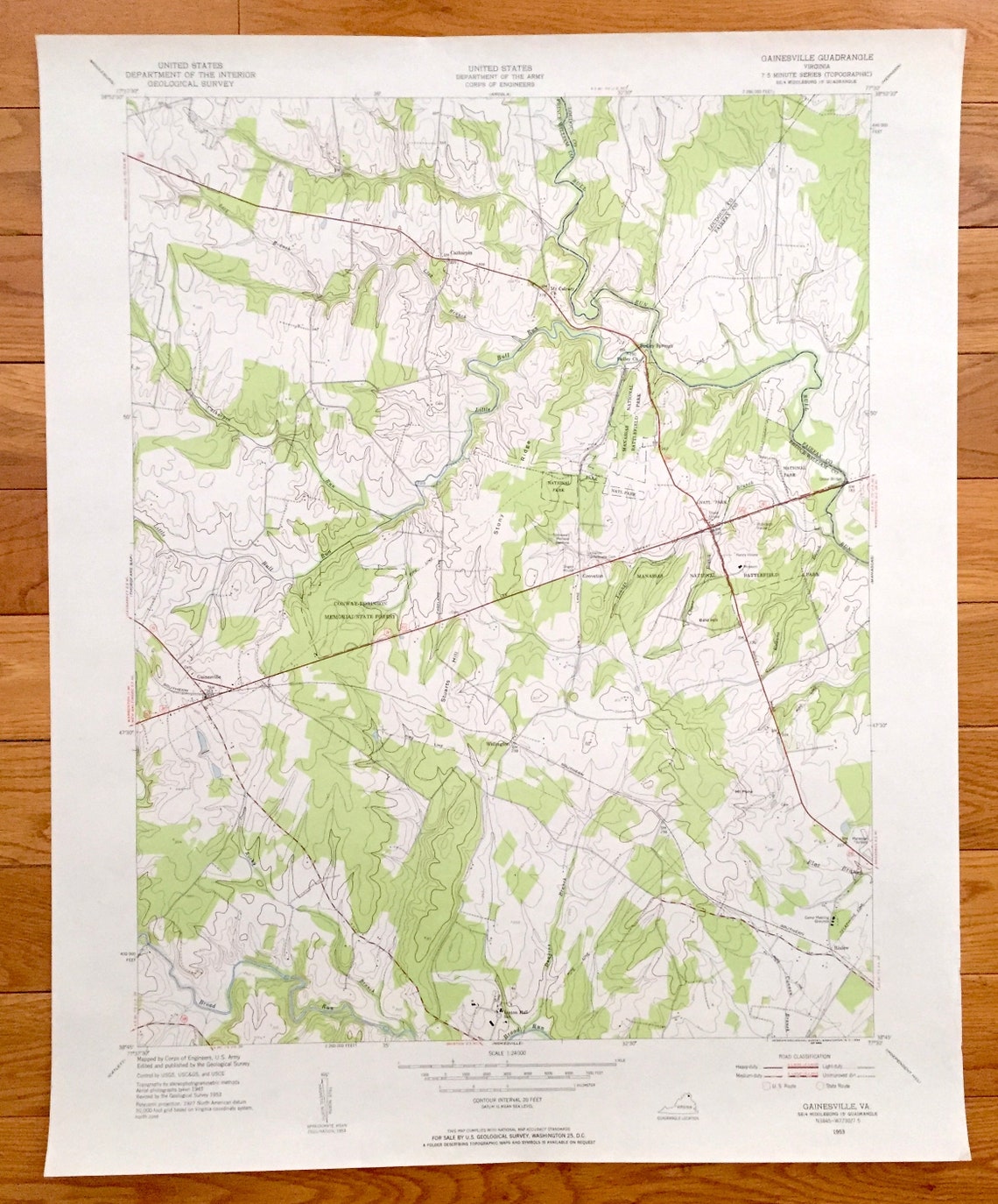 Antique Gainesville Virginia 1953 US Geological Survey | Etsy