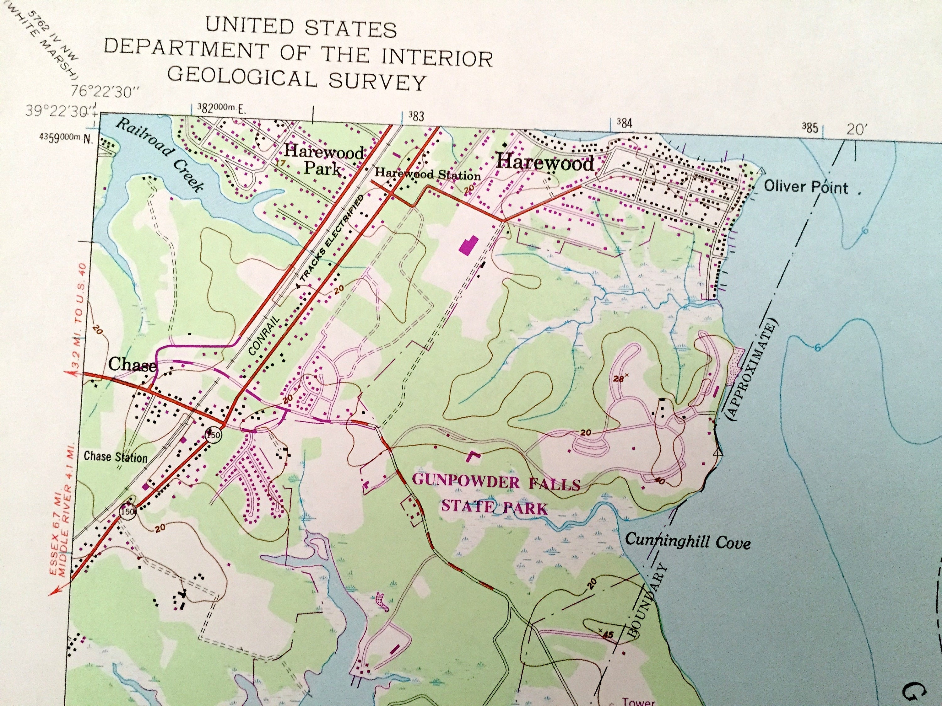 Antique Gunpowder Neck Maryland 1949 US Geological Survey | Etsy