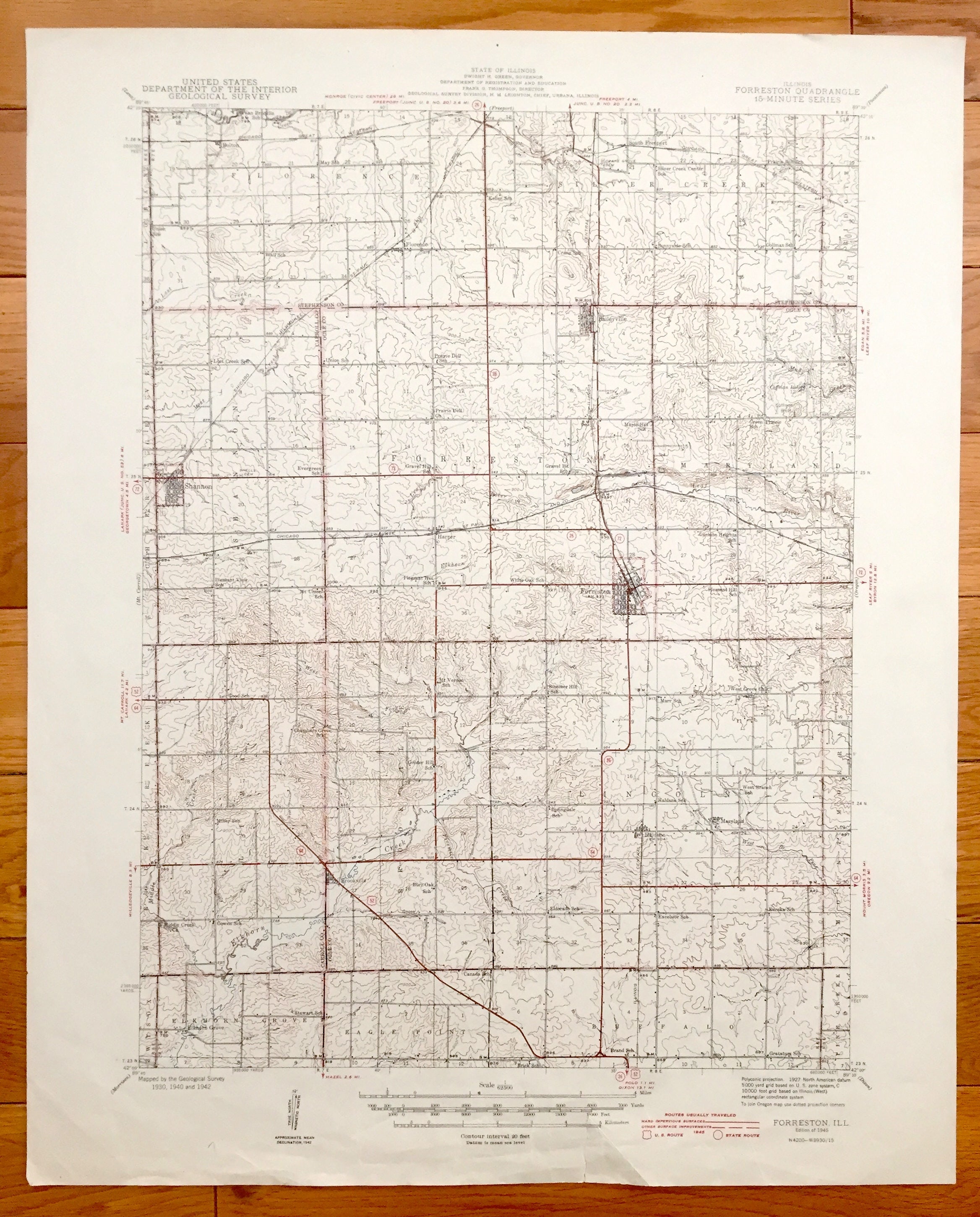 Antique Forreston Illinois 1945 Us Geological Survey Map - Etsy España