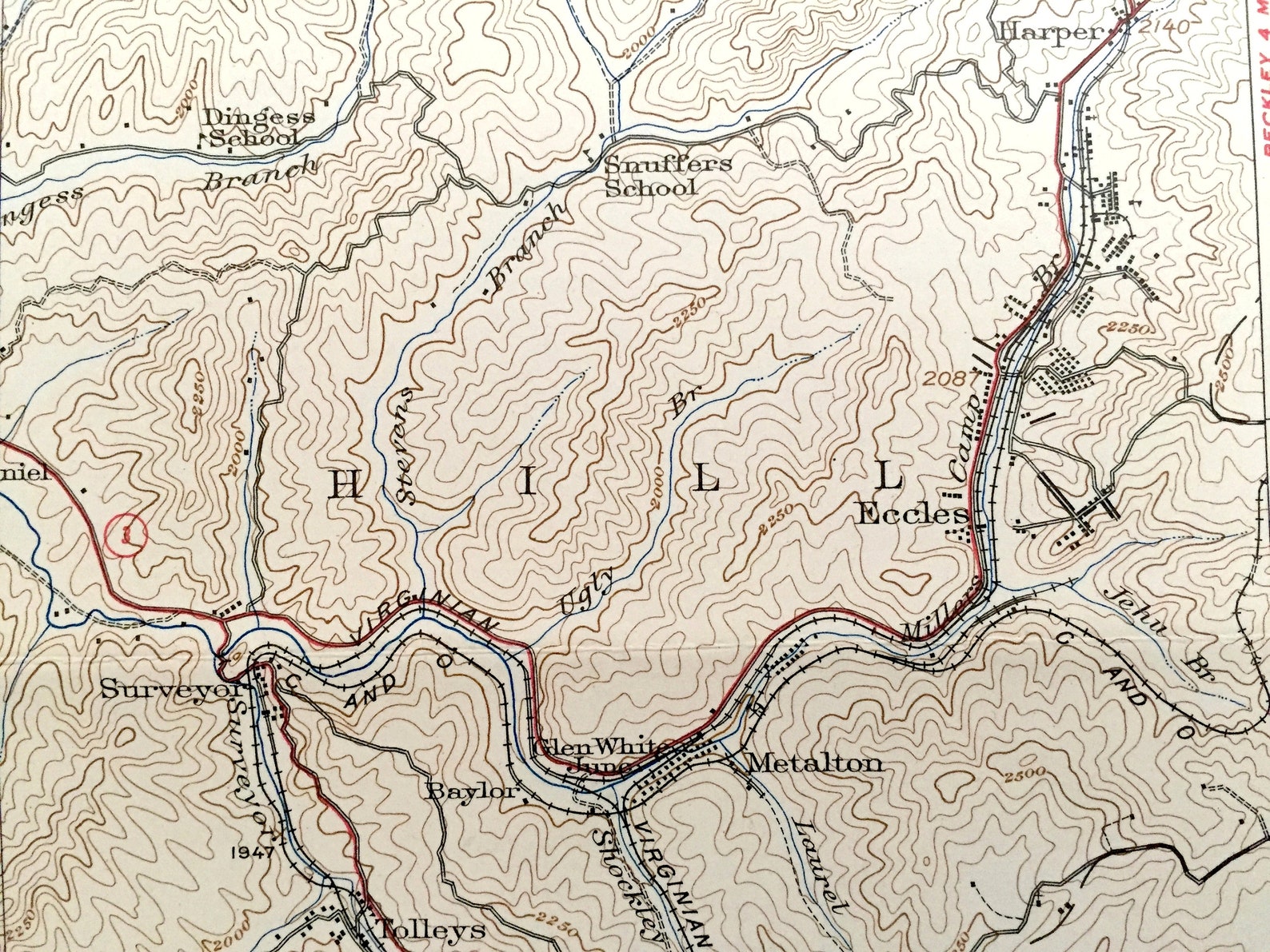 Antique Eccles, West Virginia 1932 US Geological Survey Topographic Map ...