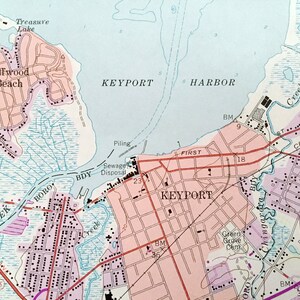 Antique Keyport, New Jersey 1954 US Geological Survey Topographic Map ...