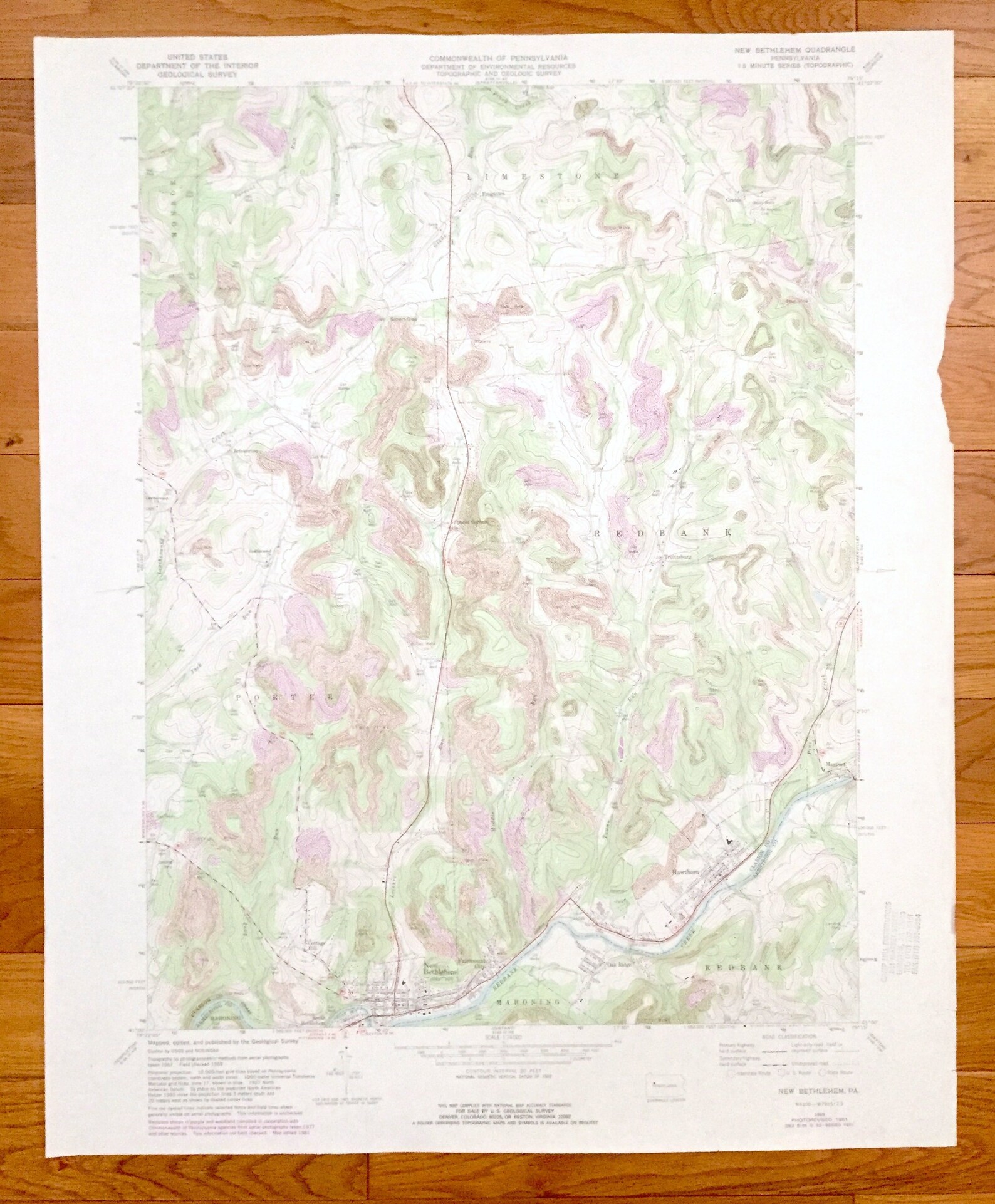 Antique New Bethlehem, Pennsylvania 1969 US Geological Survey ...