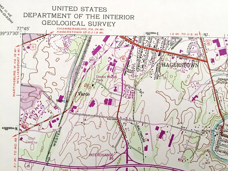 Antique Funkstown Maryland 1953 US Geological Survey - Etsy