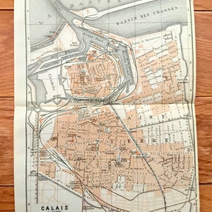 Antique 1909 Calais, France Map From Baedekers Guide Atlas – Saint ...