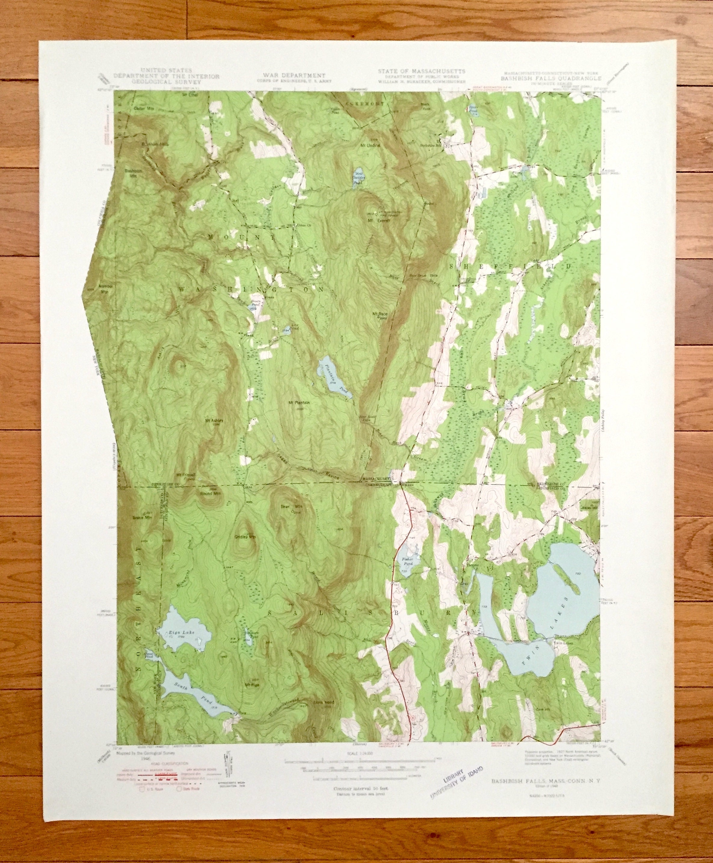 Antique Bash Bish Falls Massachusetts 1948 US Geological | Etsy