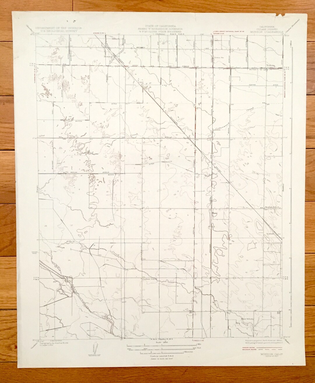 Antique Monson, California 1927 US Geological Survey Topographic Map ...