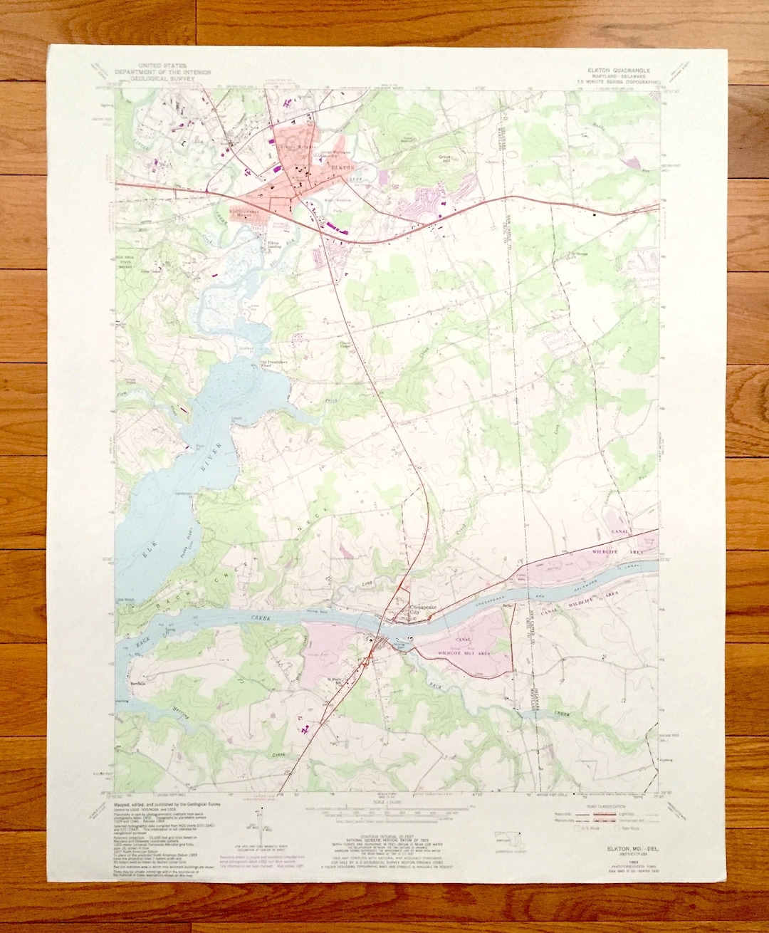 Antique Elkton, Maryland 1953 US Geological Survey Topographic Map ...